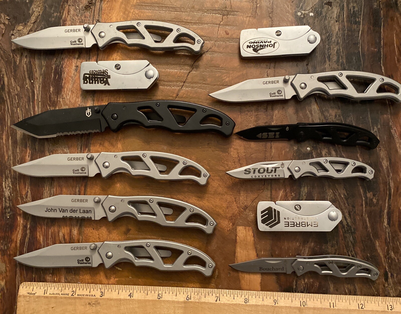Gerber Lot of 12 Mixed Knives Paraframe Utility Razor Engraved Unused ...