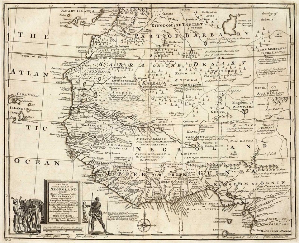 Negroland Map 1747 West African American History Slave Trade Wall Art ...