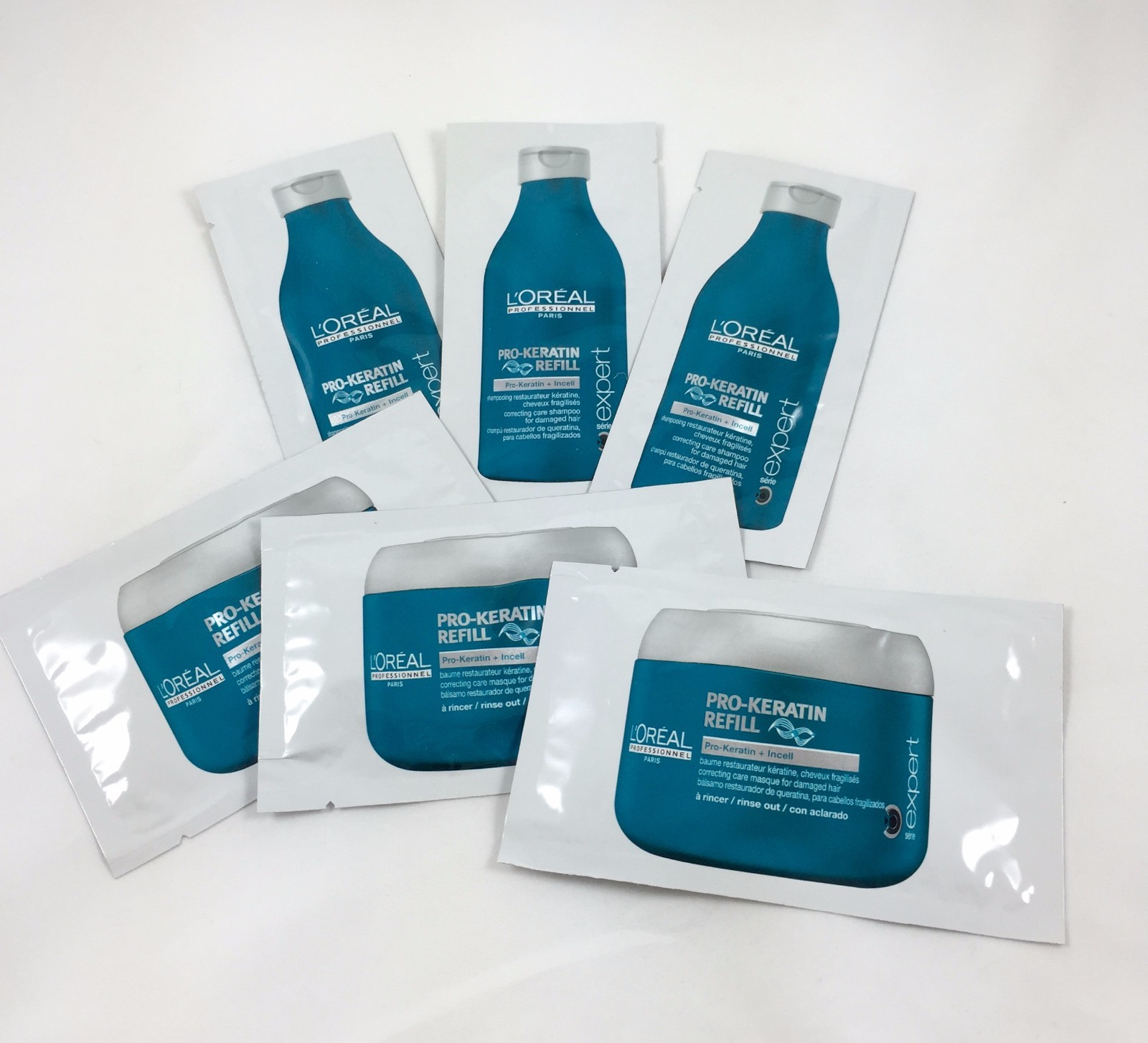 L'Oreal Pro-Keratin Refill Correcting Care Shampoo & Masque - 6 sample ...