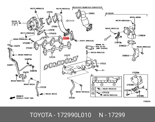 Genuine OE stay, turbine outlet elbow, 172990L010 for TOYOTA 17299 ...