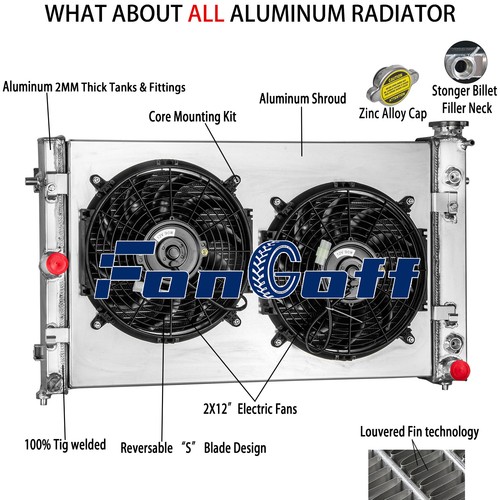 For 2005 2006 Pontiac GTO 6.0L V8 GAS 3-Row Aluminum Radiator+Shroud ...