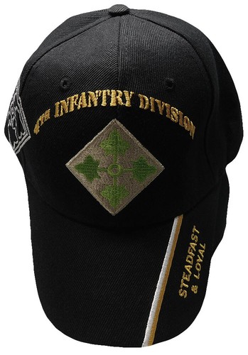 NEW! US ARMY 4TH INFANTRY DIVISION STEADFAST & LOYAL BALL CAP HAT BLACK ...