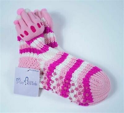 MISS ATTITUDE NWT KIDS GIRLS CHILD KNIT PINK PRINCESS CROWN SOCKS ONE ...