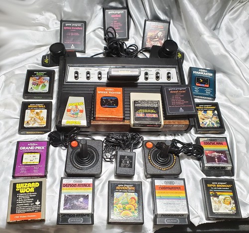 ATARI 2600 / SEARS TELE-GAMES HEAVY SIXER VIDEO ARCADE CONSOLE WITH 19 ...