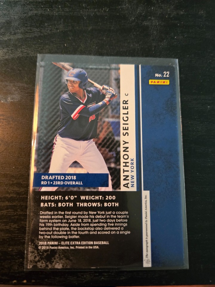 2018 Panini Elite Extra Edition Auto Tie-Dye #D 01/10 Anthony Seigler ...