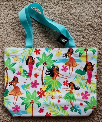 Large Hawaiian Print Tote Bag w/Top Zipper & Inside Pouch by Island ...