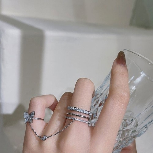 Chain Rings For Women Girls Shiny Rhinestone Zircon Multi-layer Open RinLS | eBay