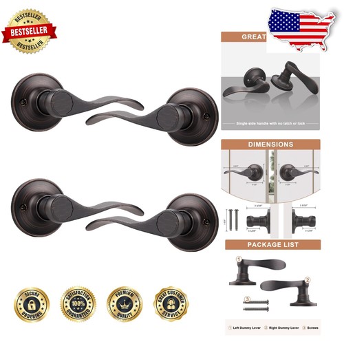 Contemporary Wave Style 4 Pack Dummy Door Levers - Keyless & Easy ...