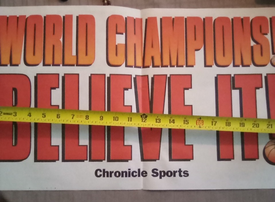 NBA HOUSTON ROCKETS 1st CHAMPIONSHIP PARADE PLACARD 1994 HAKEEM ...