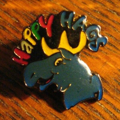 Happy Hags Lapel Pin - Colorful Moose Club Organization Member Jacket ...
