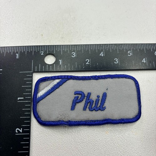 USED Retro Stripe Black Letter PHIL Name Patch (Uniform Mechanic Worker ...