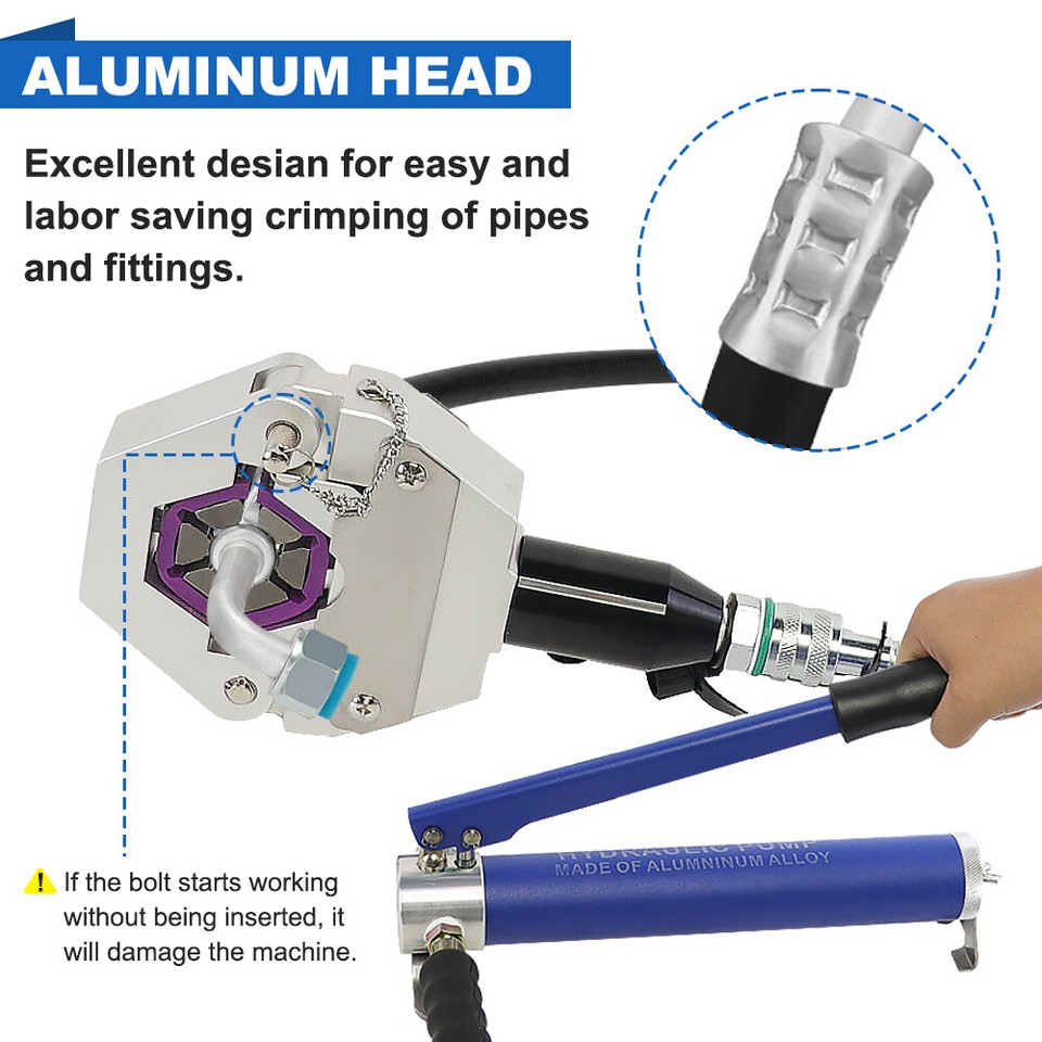 Hose Crimper High Pressure Hydraulic Hose Crimping Handheld with 7 Sets ...
