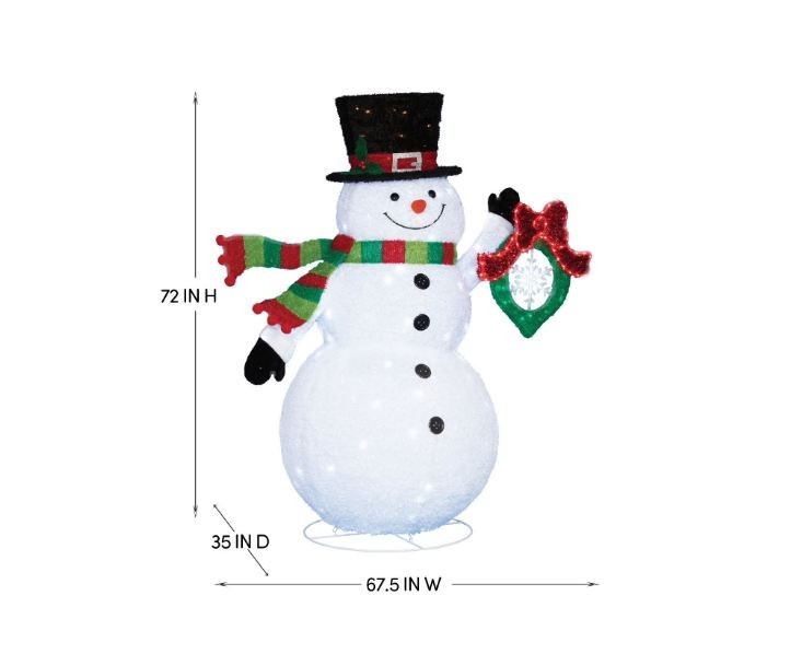 Member's Mark 6ft Pre-Lit Twinkling Pop-Up Snowman with Wreath | eBay