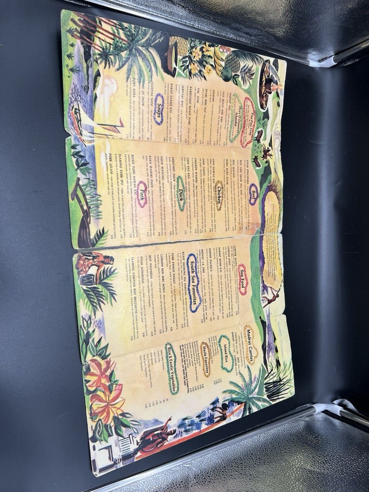 Vintage Tiki Menu Hawaii Kai New York Partial Insert Colorful ...