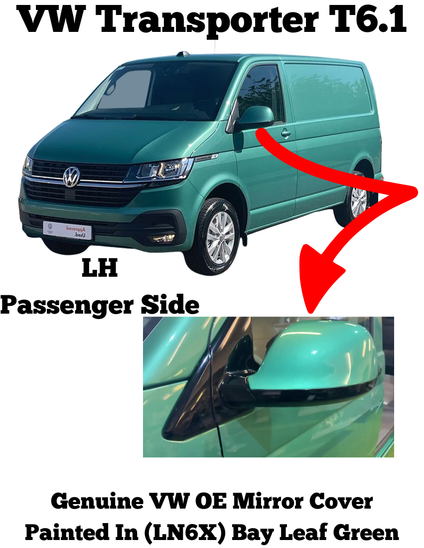 VW Transporter T6.1 Wing Mirror Cover Painted LN6X Bay Leaf Green Left ...