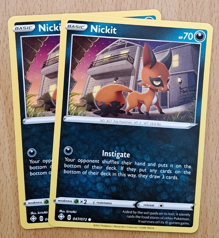 Pokemon - 2x Nickit 047/072 - Shining Fates Common Pack Fresh 47/72 | eBay