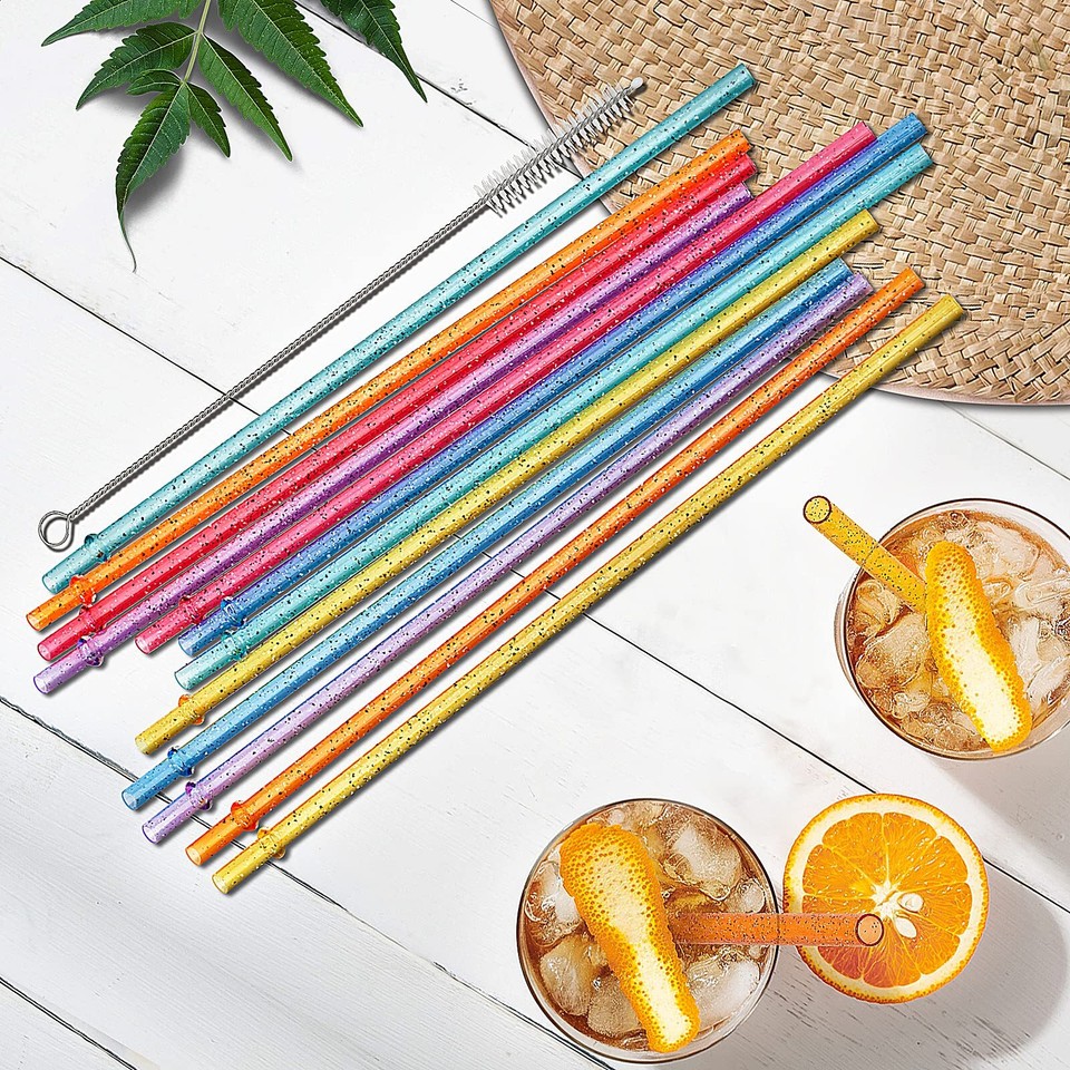 11" Reusable Plastic Straws Unbreakable Clear Drinking Straws for ...