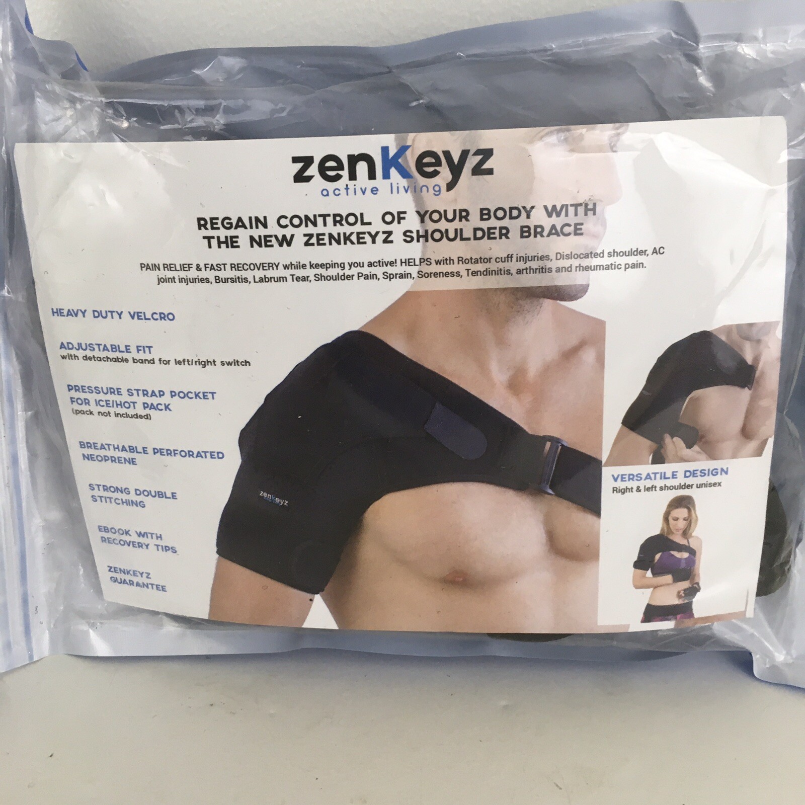 ZenKeyz Active Living Shoulder Brace Black Unisex One Size | eBay