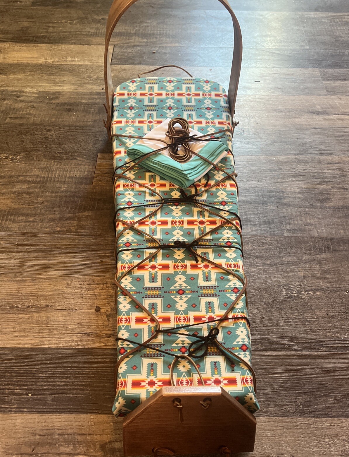 Cherry Wood Cradle Board With Leather Navajo Native American ...