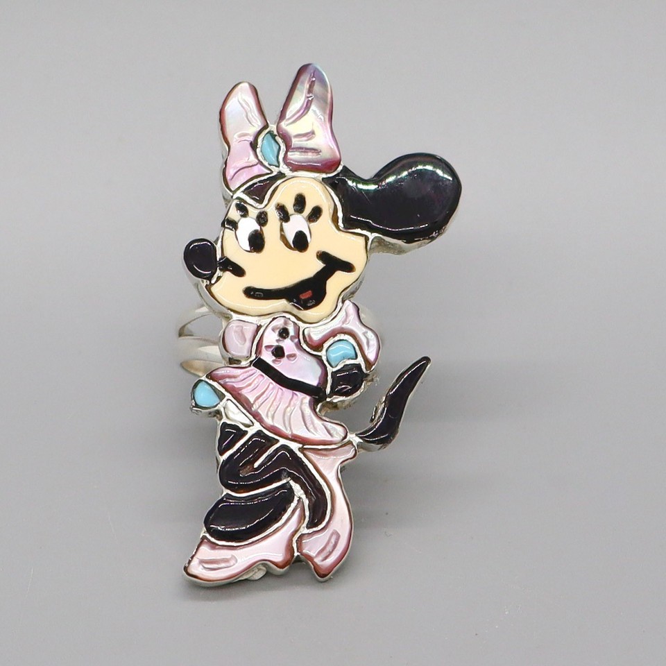 ZUNI-STERLING & MULTI-STONE INLAY MINNIE MOUSE RING-ANDREA LONJOSE-SIZE ...