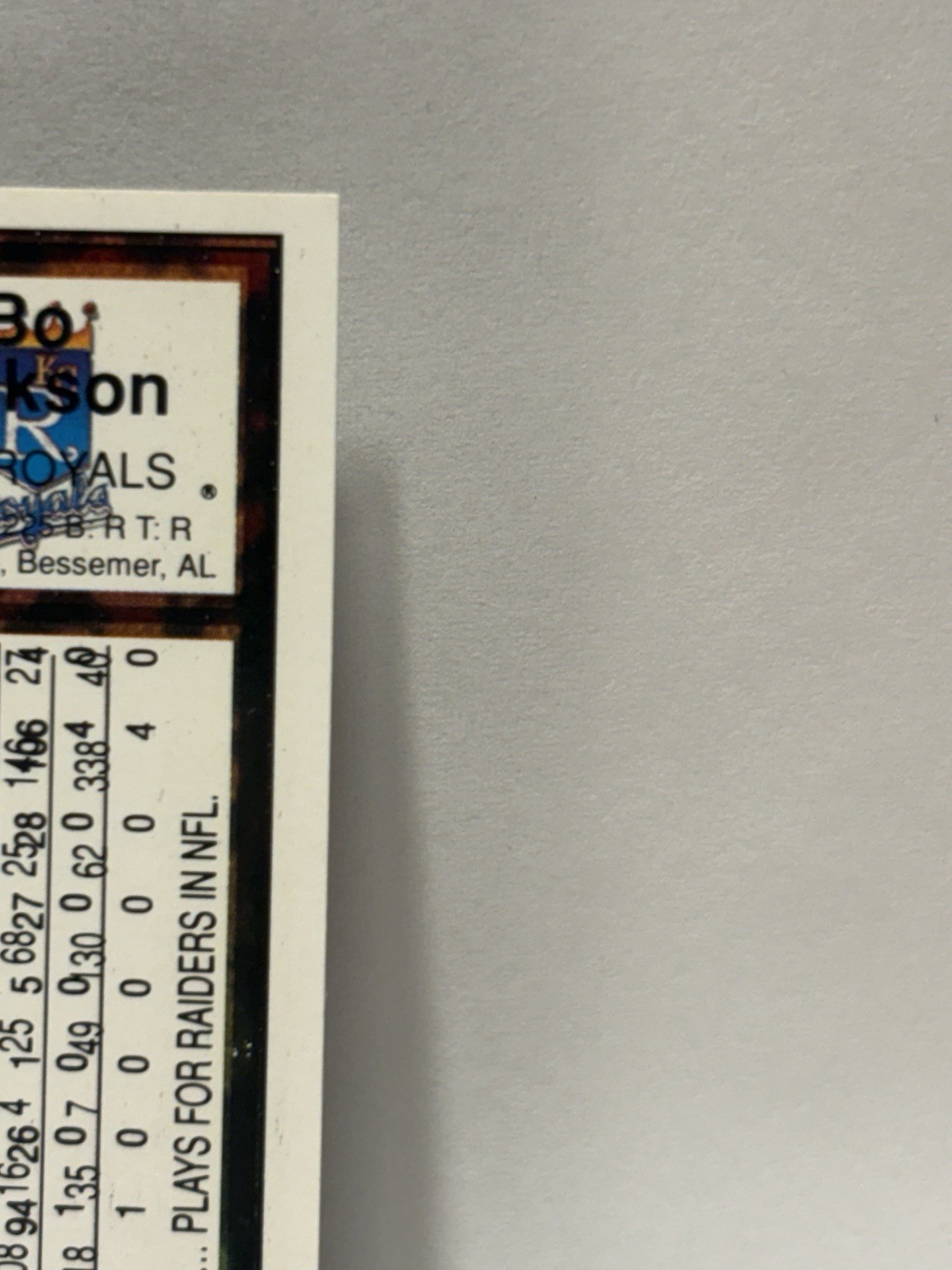 1989 Upper Deck - Bo Jackson #221 ERROR CARD with "Rey Palacios Stats ...