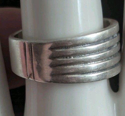 Sterling Silver Band Ring Modernist Style Unisex Size 7 Sculptural ...