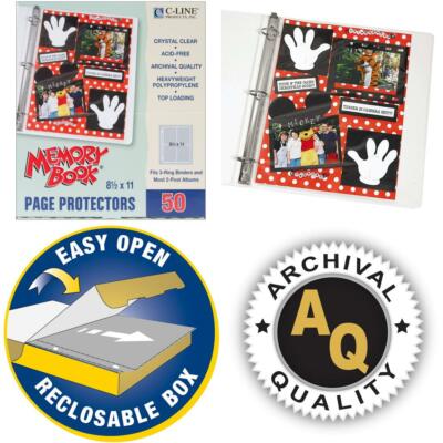 C-Line Memory Book 11 x 8.5 Inch Scrapbook Page Protectors, 11 x 8-1/2 ...
