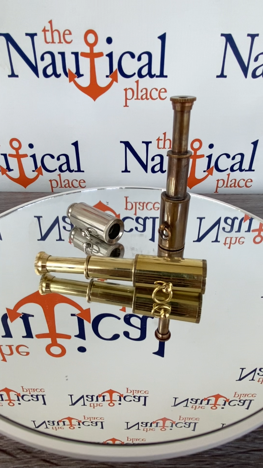 Silver Finish Brass Telescope w/ 27" Chain, Small Pocket Size Spyglass ...