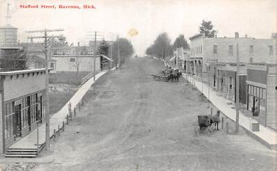 Ravenna Michigan Stafford Street, B/W Photo Print Vintage Postcard ...