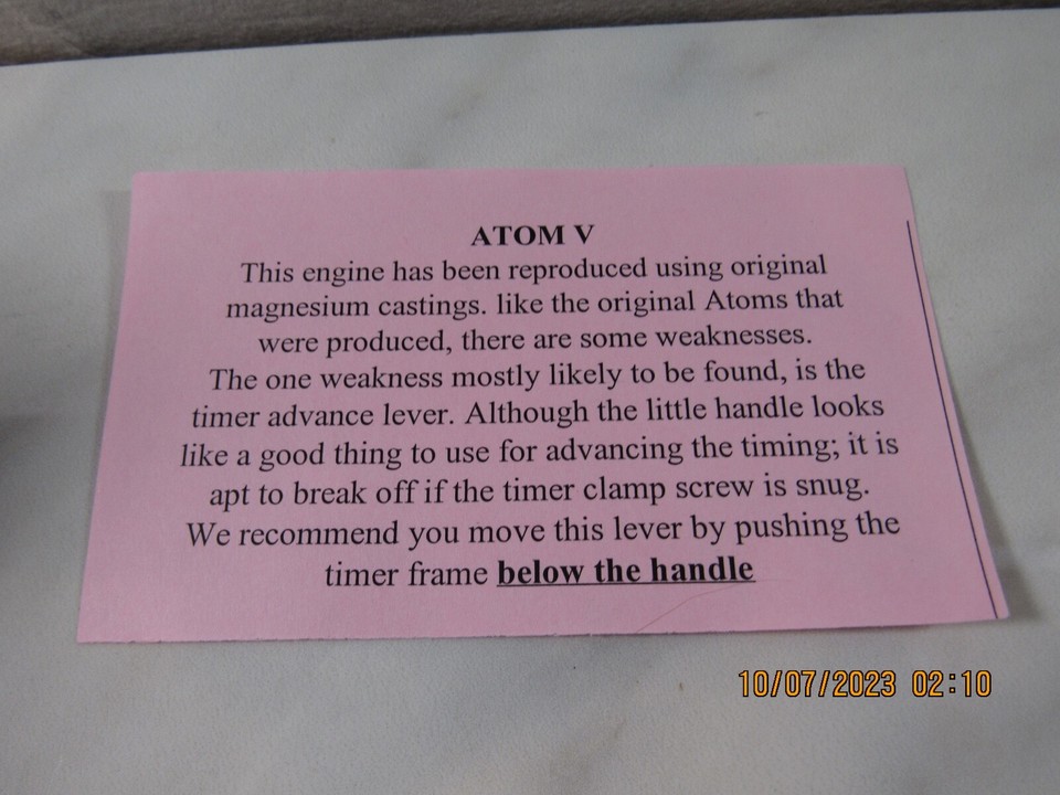 Replica NEW 1940's MicroDyne The Mighty Atom V Model Airplane Engine w ...