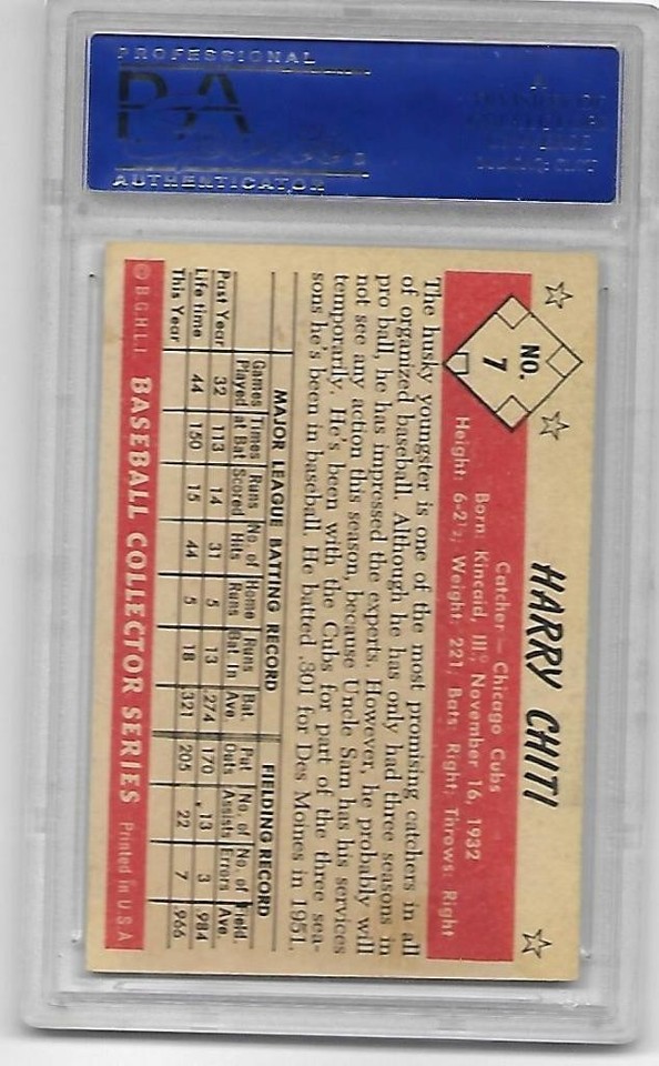 1953 Bowman Color #7 ~ HARRY CHITI ~ Chicago Cubs ~ PSA 6 EX - MT | eBay