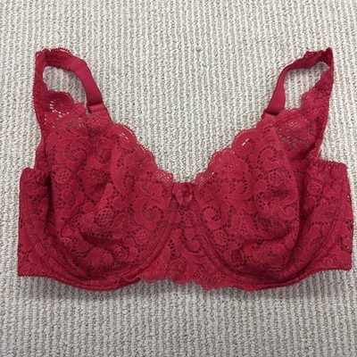 Vintage Olga Lace Full Coverage Bra Underwire Red Size 36D 33302 | eBay