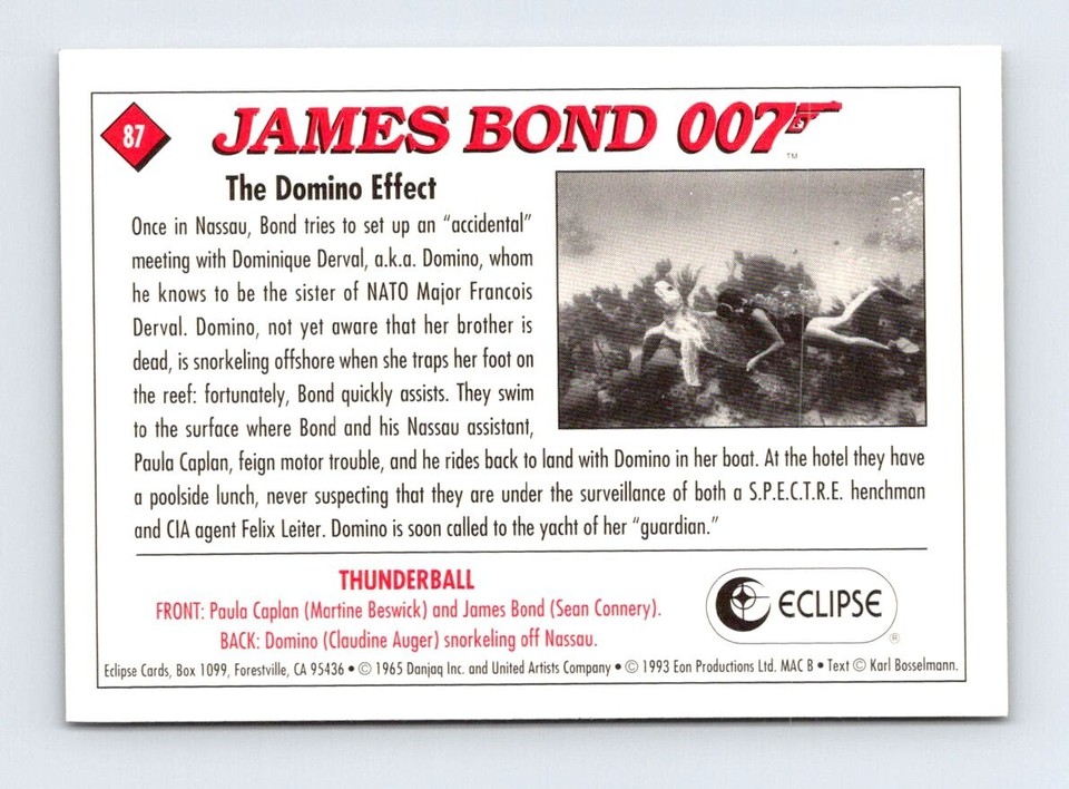 THE DOMINO EFFECT #87 JAMES BOND 007 Trading Card 1993 Eclipse SAL11 | eBay