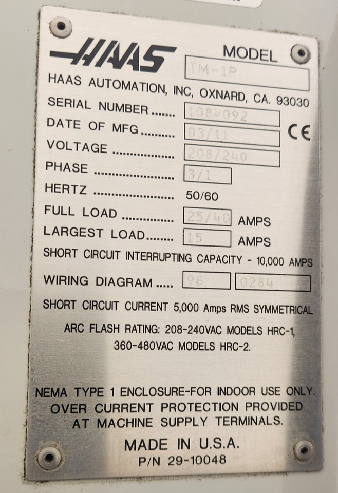 Fully Functional Used 2011 Haas® TM-1P / TM1P SN# 1084092 | eBay