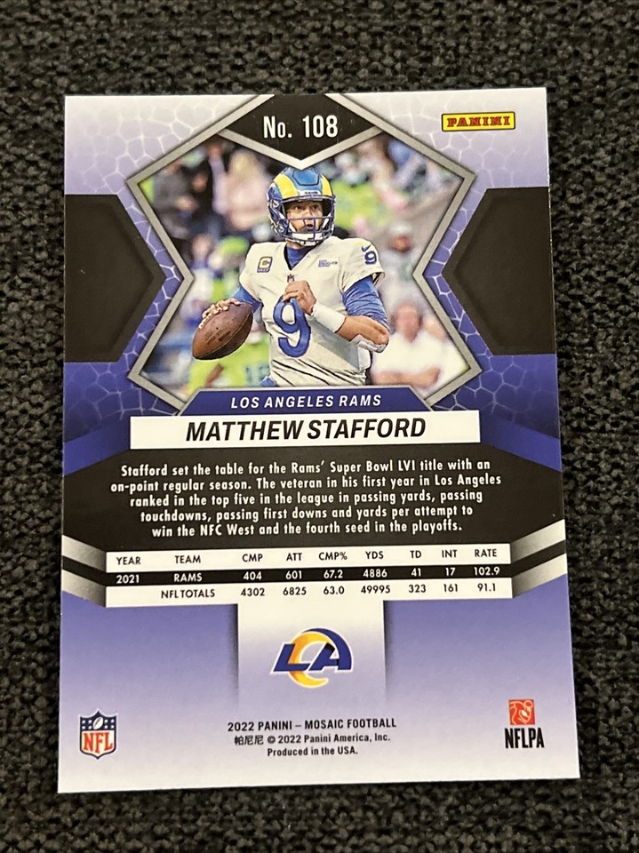 2022 Panini Mosaic #108 Matthew Stafford Los Angeles Rams Football Card ...
