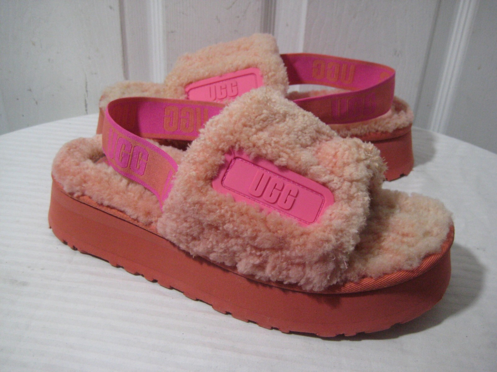 UGG Pink Platform Shearling Slingback Disco Slide S… - Gem
