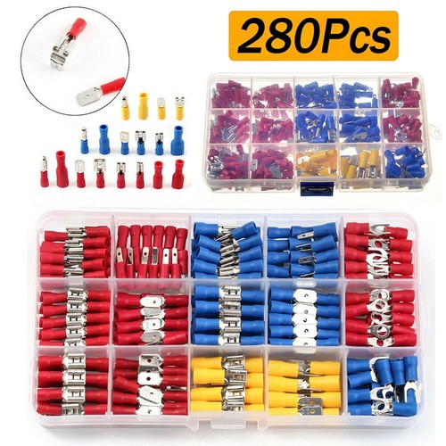 280PC Assorted Crimp Spade Terminal Cable Lugs Electrical Wire ...