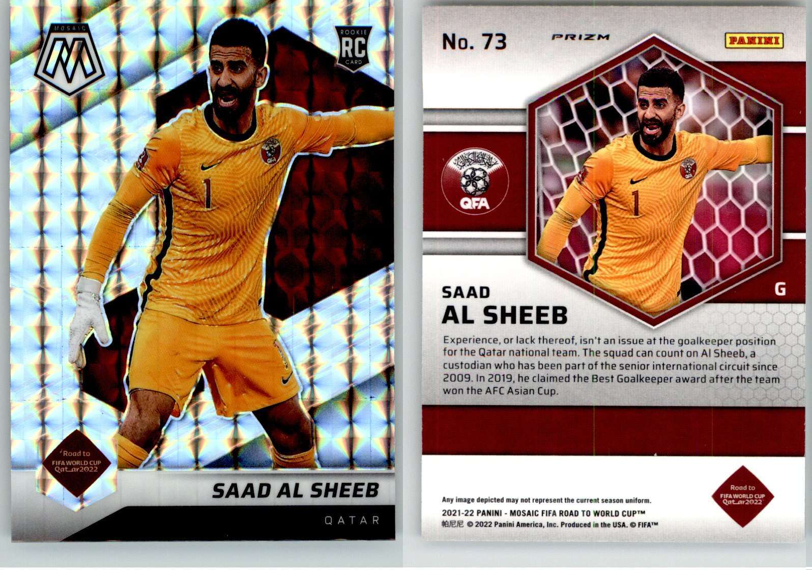 Saad Al Sheeb 2021-22 Mosaic FIFA World Cup Prizm #73 Qatar RC | eBay