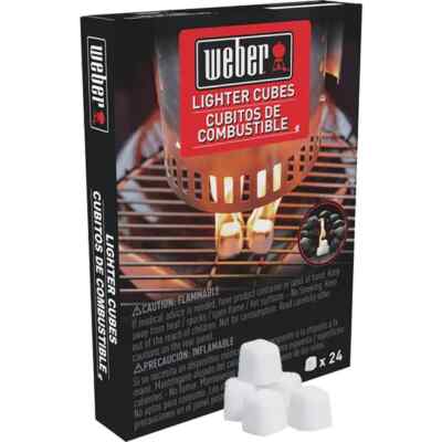 WEBER LIGHTER CUBES FIRE STARTERS (24 PACK) ODORLESS, SMOKELESS, NON ...