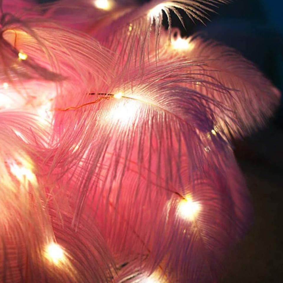 Feather Shade Table Lamp Lampshade Shaped Table Night Light Decor Light ...