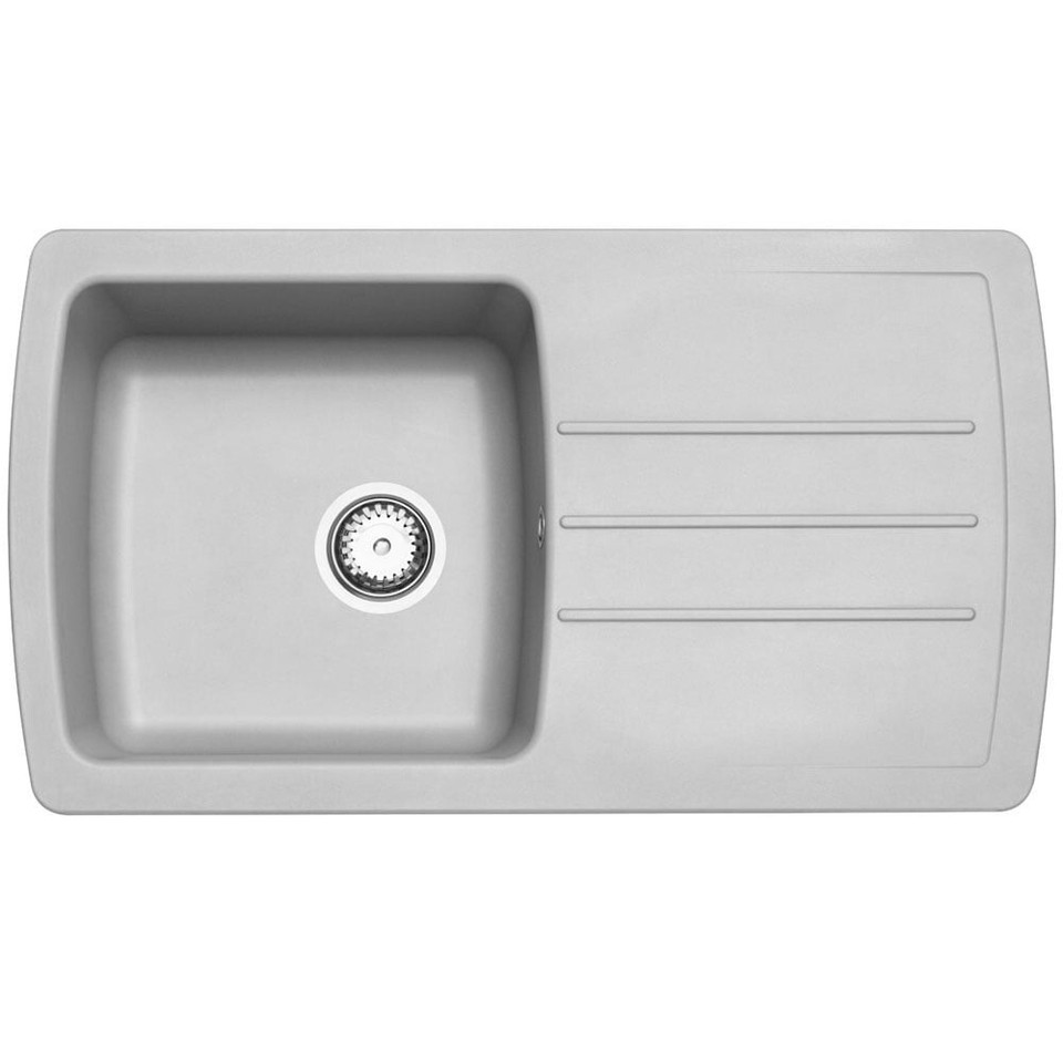 Astini Harrison 1.0 Bowl Grey Composite Synthetic Kitchen Sink & Waste ...