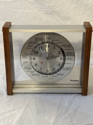 Vintage Verichron Mantel Desk Clock All Time Zones Clock Battery ...