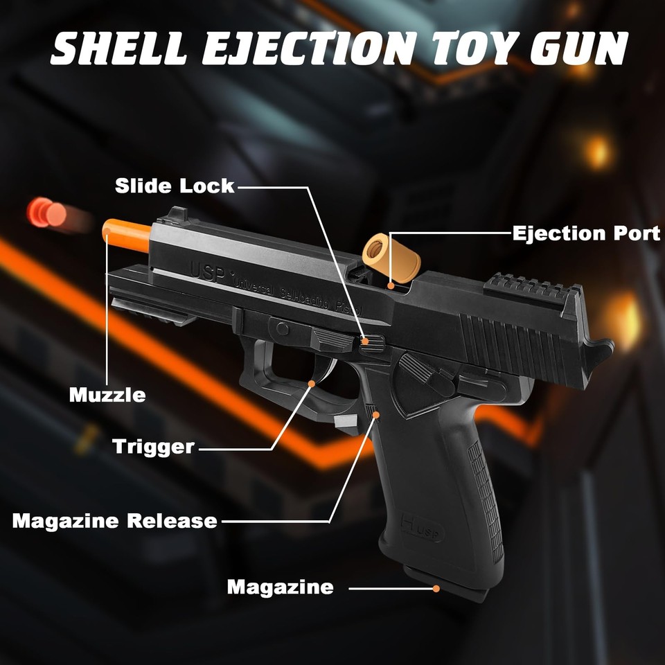 Toy Gun with Automatic Reloading Rebound Shell Ejecting and Soft Foam ...