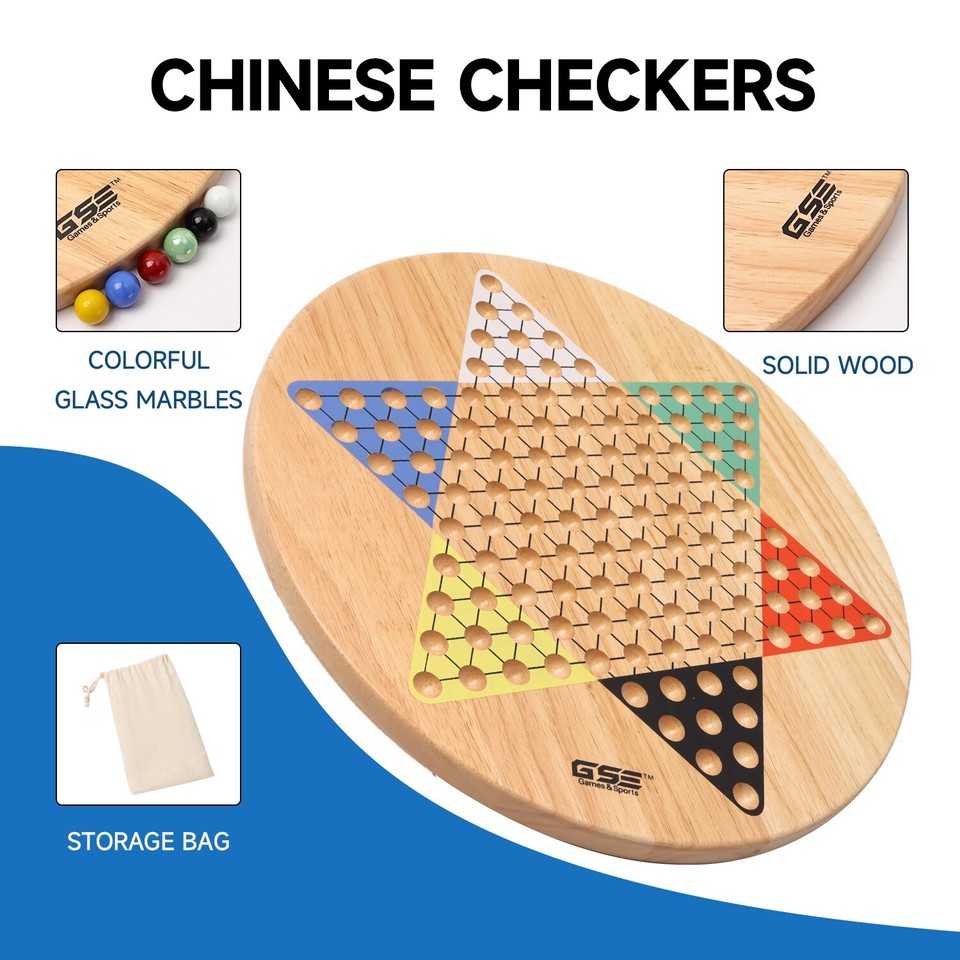 15" Jumbo Wooden Large Chinese Checkers Board Game with Marbles. Family ...
