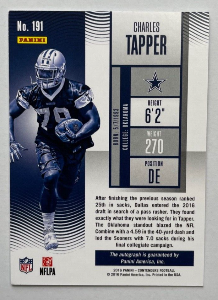 Charles Tapper 2016 Panini Contenders Championship Ticket RC AUTO ...