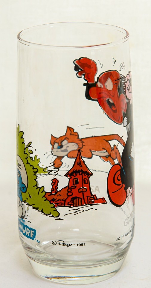 Vintage 1982 GARGAMEL and AZRAEL cat Smurf Drinking Glass by Peyo ...