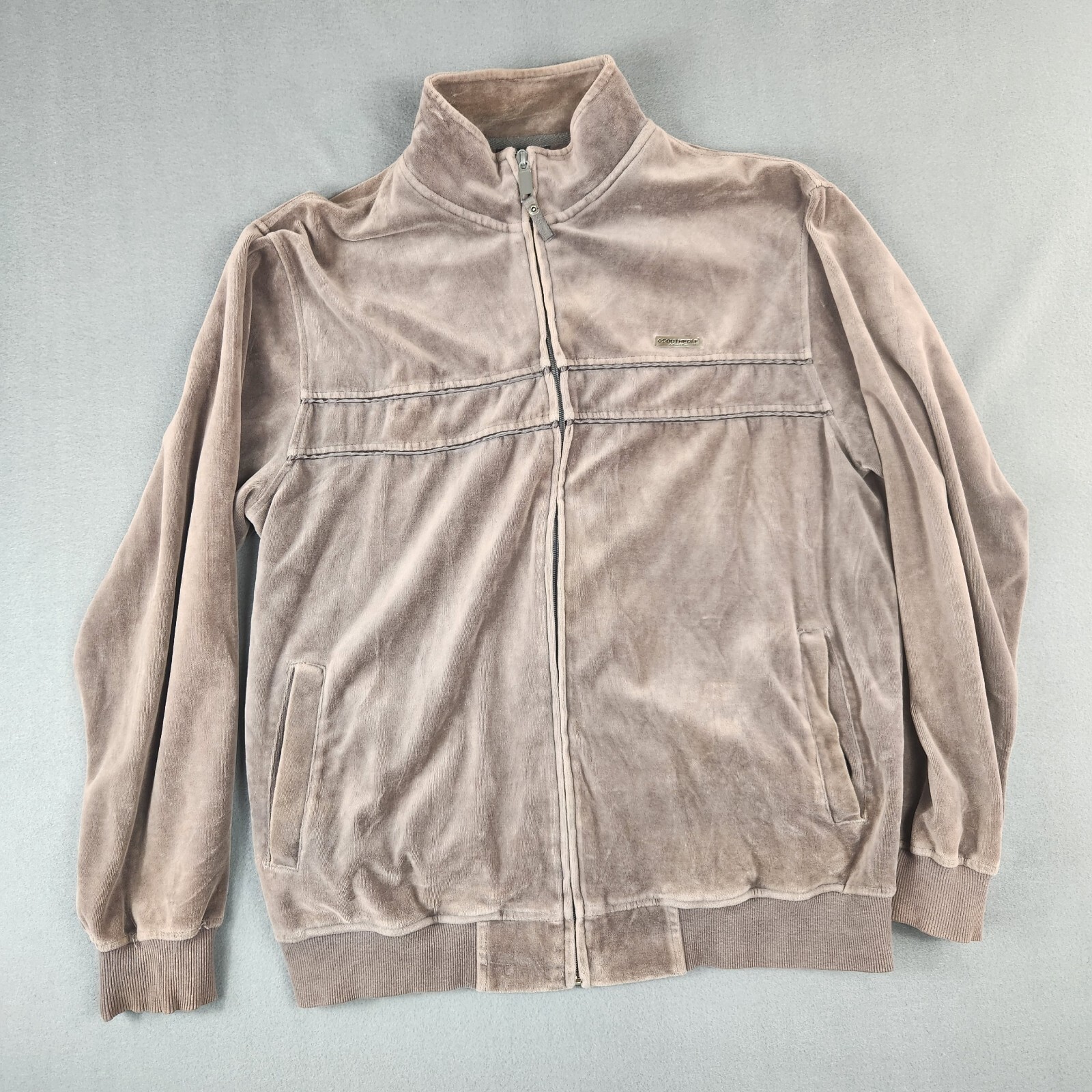 Vtg South Pole Jacket Mens Large Tan Track 90s Hip Hop Long Sleeve Street