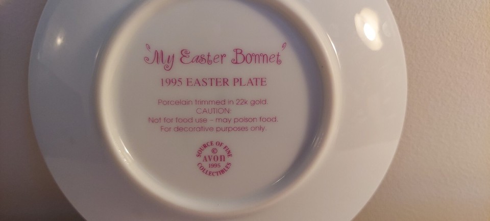 AVON MY EASTER BONNET 1995 5" PORCELAIN 22K GOLD TRIMMED COLLECTORS ...
