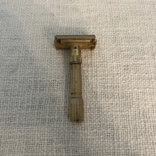 Vtg Gold Gillette Fat Boy Adjustable TTO Safety Razor Made in USA Good ...