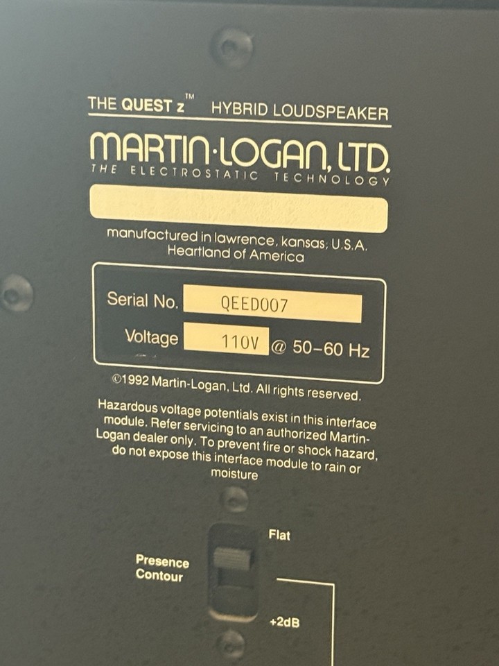 Martin Logan Quest Z Hybrid Loudspeakers | eBay